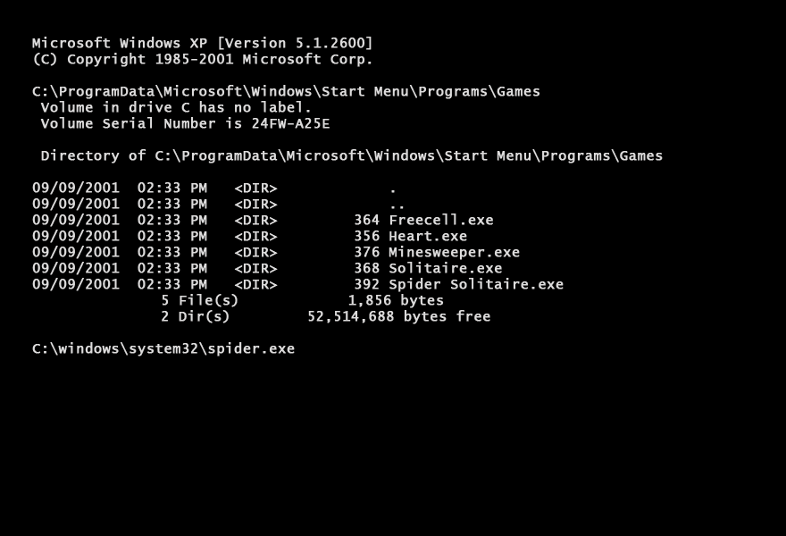 Microsoft Windows Spider Solitaire